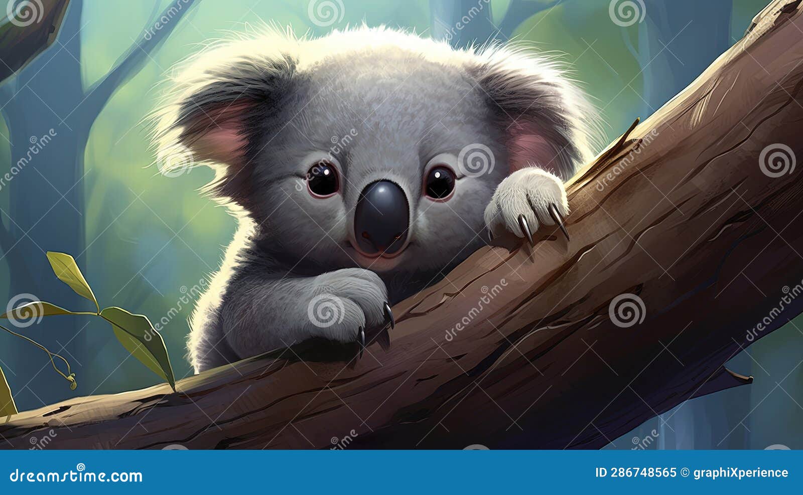 Cute Koala Anime Wallpaper stock illustration. Illustration of painting ...