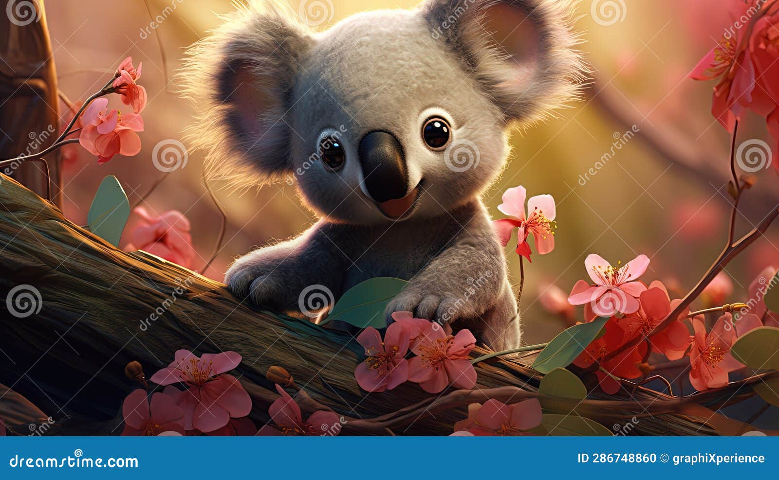 Cute Koala Anime Wallpaper stock illustration. Illustration of perfect ...