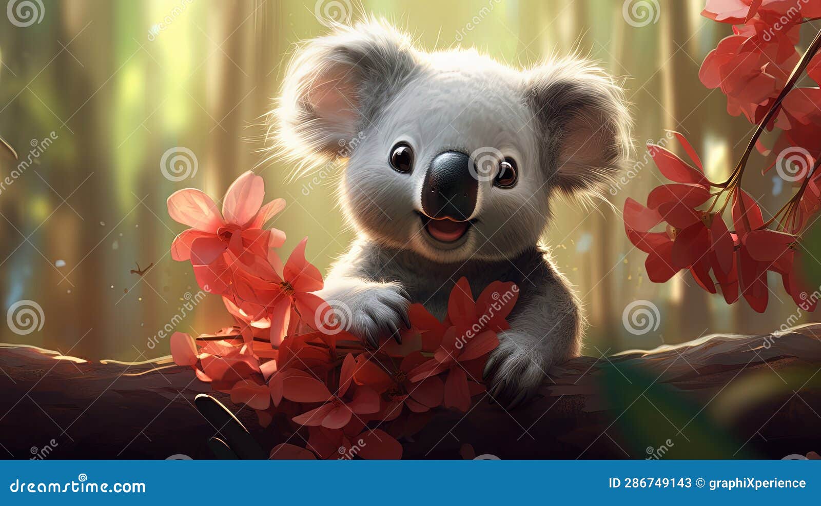 Cute Koala Anime Wallpaper stock illustration. Illustration of perfect ...