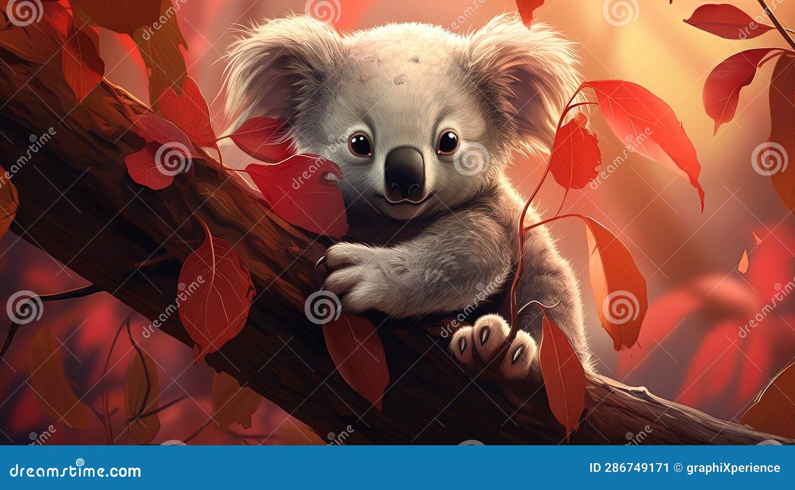Cute Koala Anime Wallpaper stock illustration. Illustration of love ...