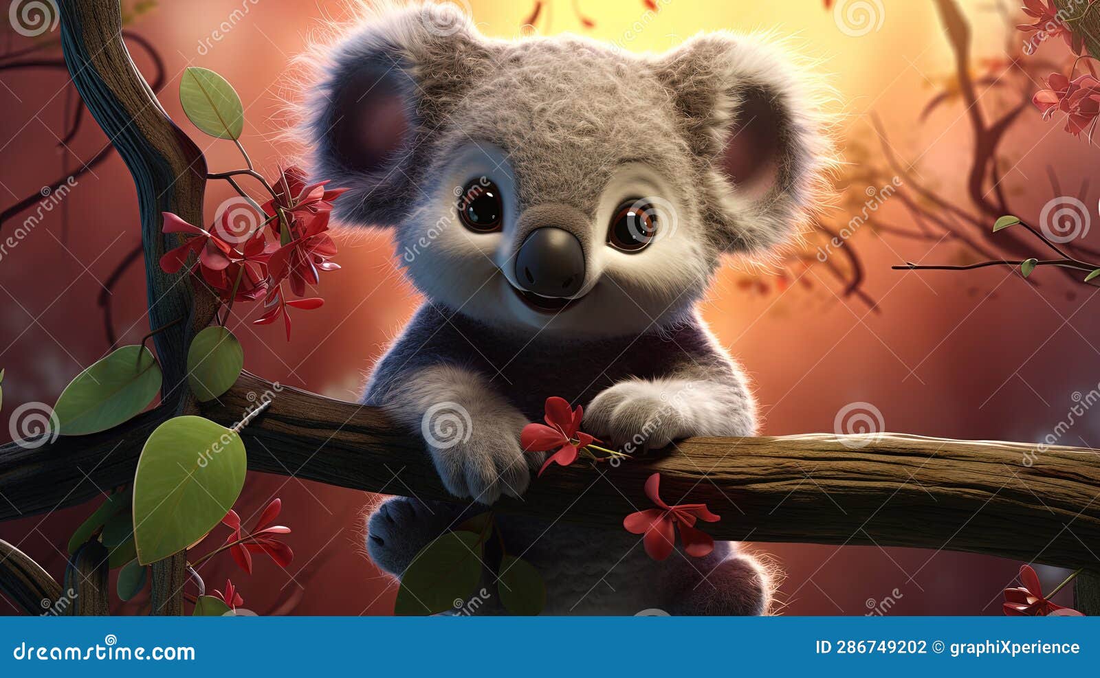Cute Koala Anime Wallpaper stock illustration. Illustration of love ...