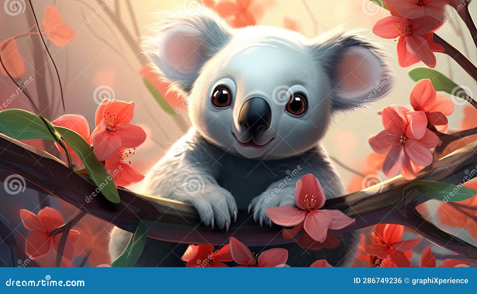 Cute Koala Anime Wallpaper stock illustration. Illustration of tools ...