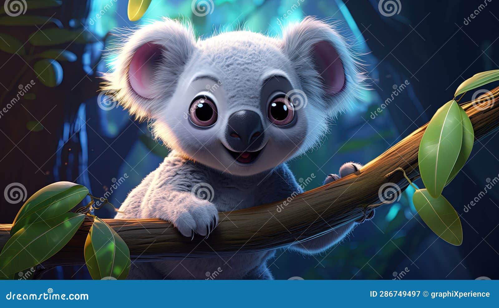 Cute Koala Anime Wallpaper stock illustration. Illustration of ...