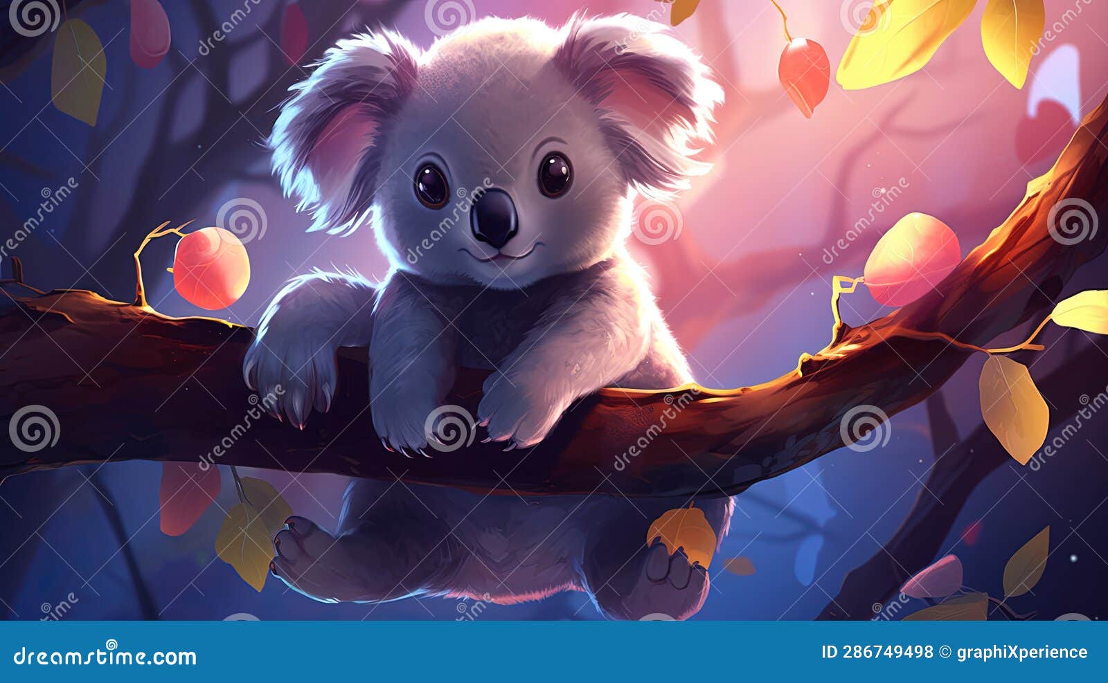 Cute Koala Anime Wallpaper stock illustration. Illustration of love ...