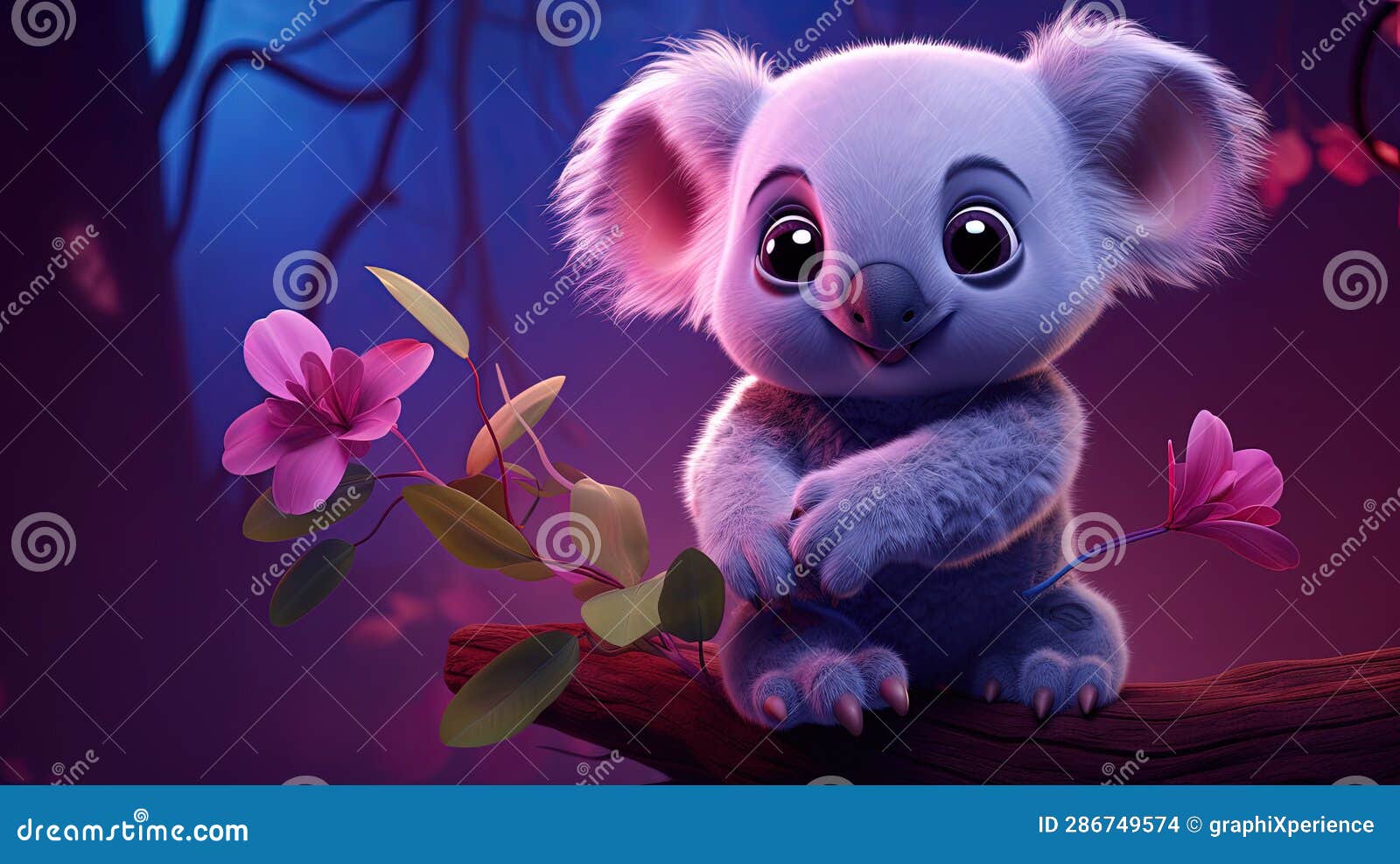 Cute Koala Anime Wallpaper stock illustration. Illustration of loves ...
