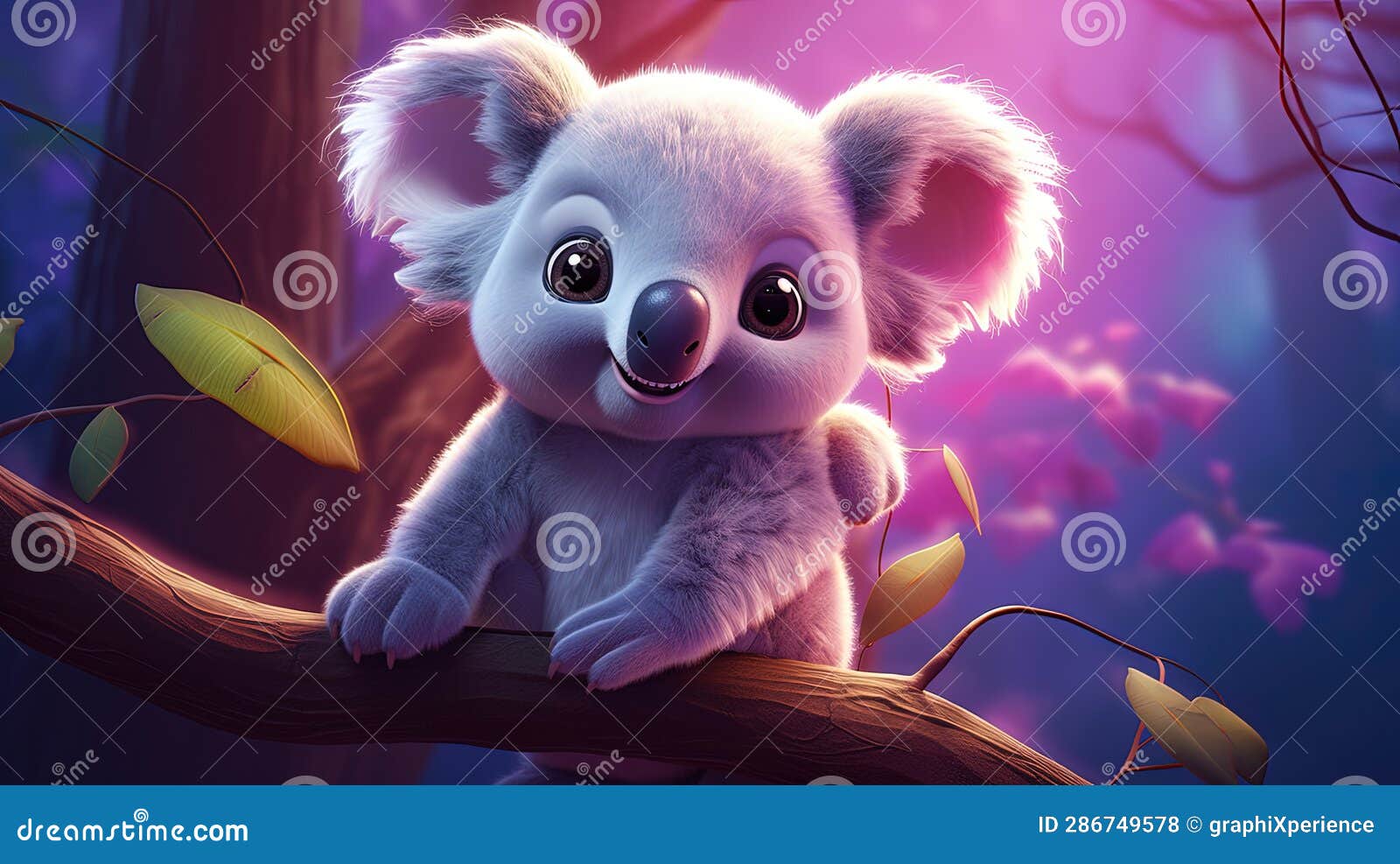 Cute Koala Anime Wallpaper stock illustration. Illustration of ...
