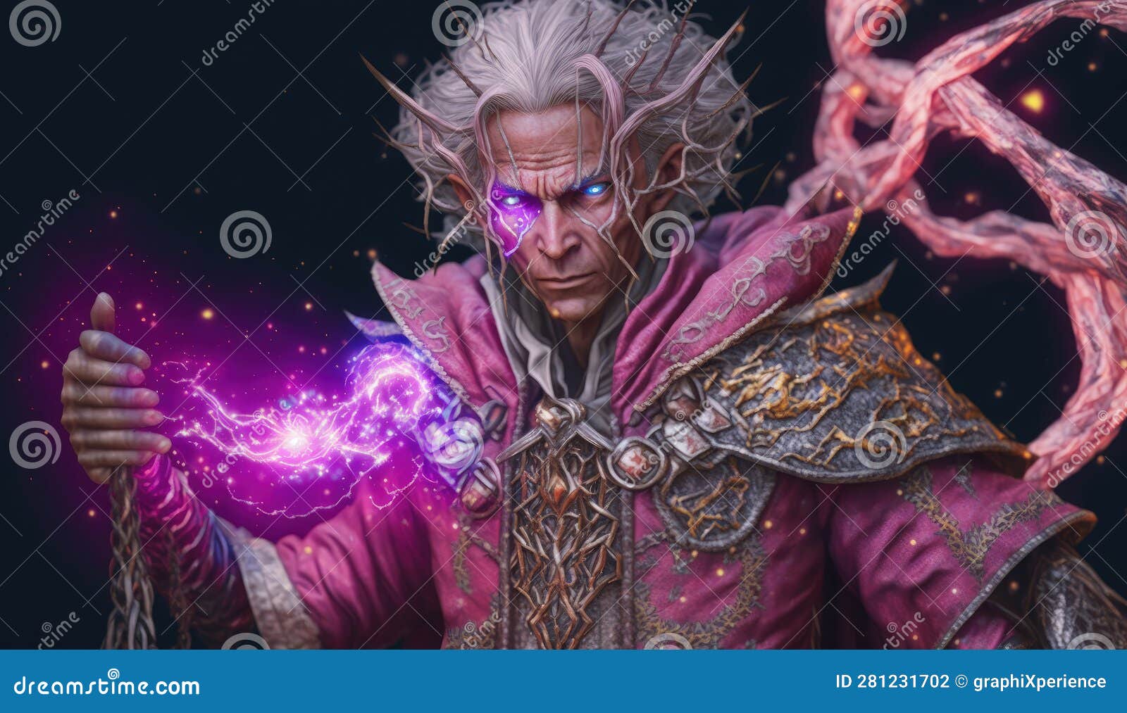 The Enchanter King with His Crackling Wand Stock Illustration ...