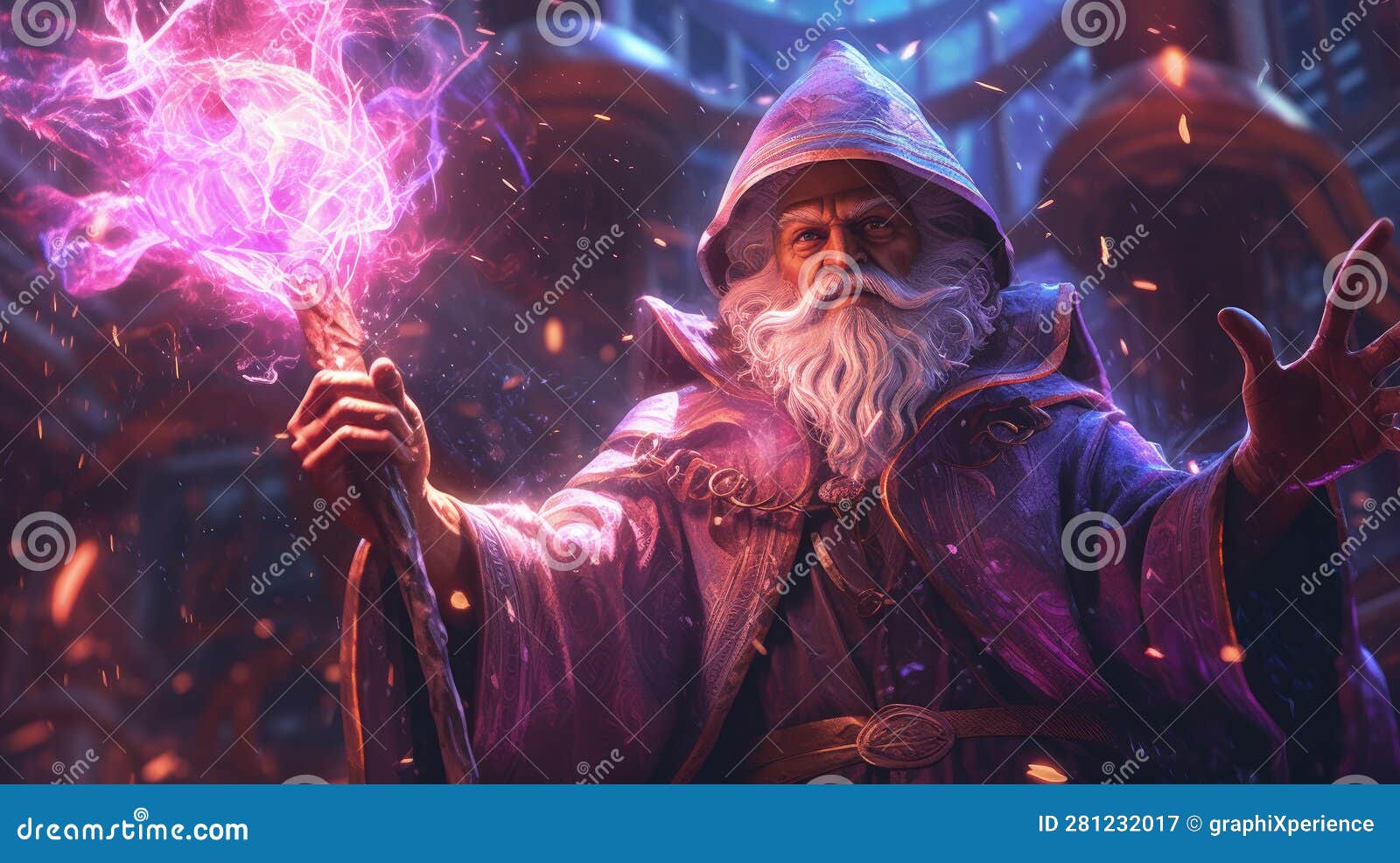 The Enchanter King with His Crackling Wand Stock Image - Image of ...