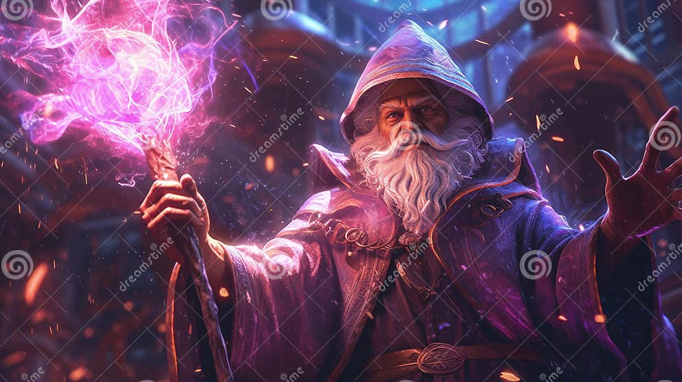 The Enchanter King with His Crackling Wand Stock Image - Image of ...
