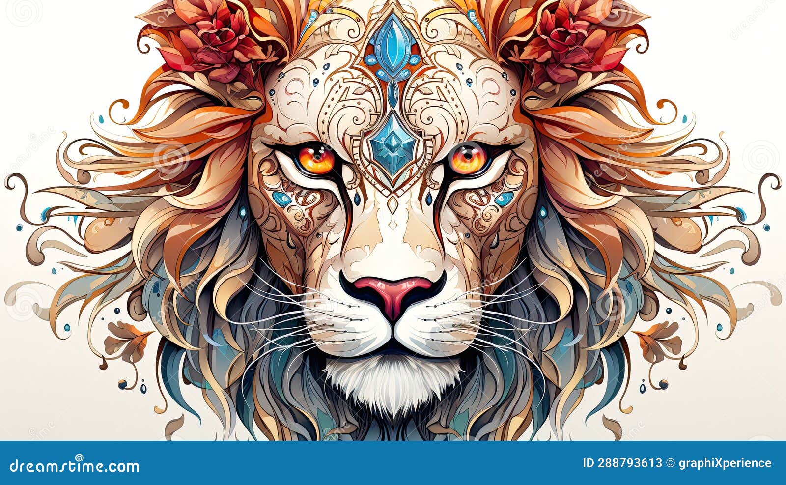 Lions Spiral Mandala stock illustration. Illustration of design - 288793613