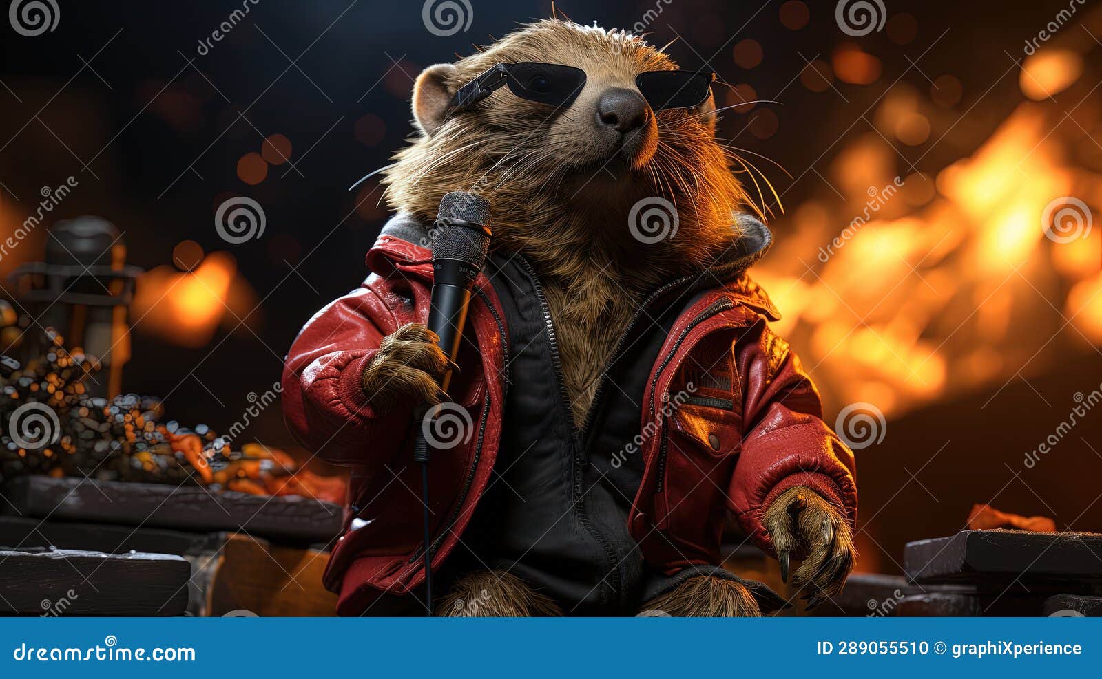 Beaver King of the Mic stock illustration. Illustration of creativity ...