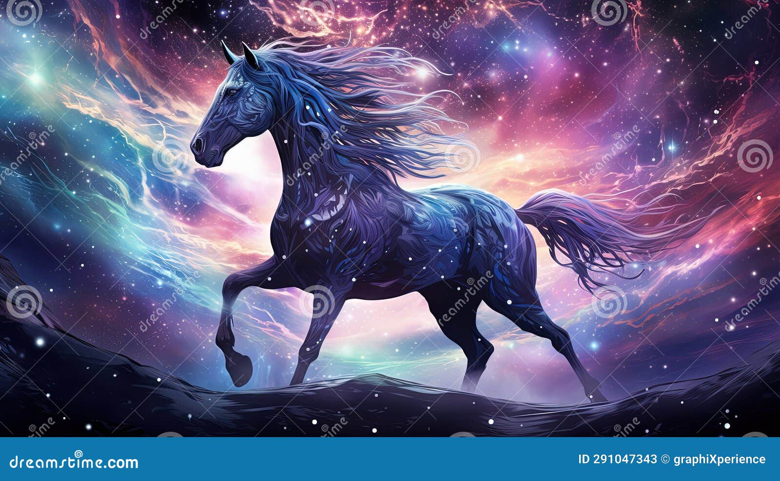Celestial Beast in Cosmic Realm Stock Illustration - Illustration of ...