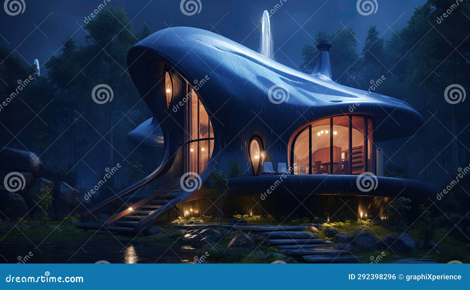Ethereal Raindrop Haven stock illustration. Illustration of futuristic ...