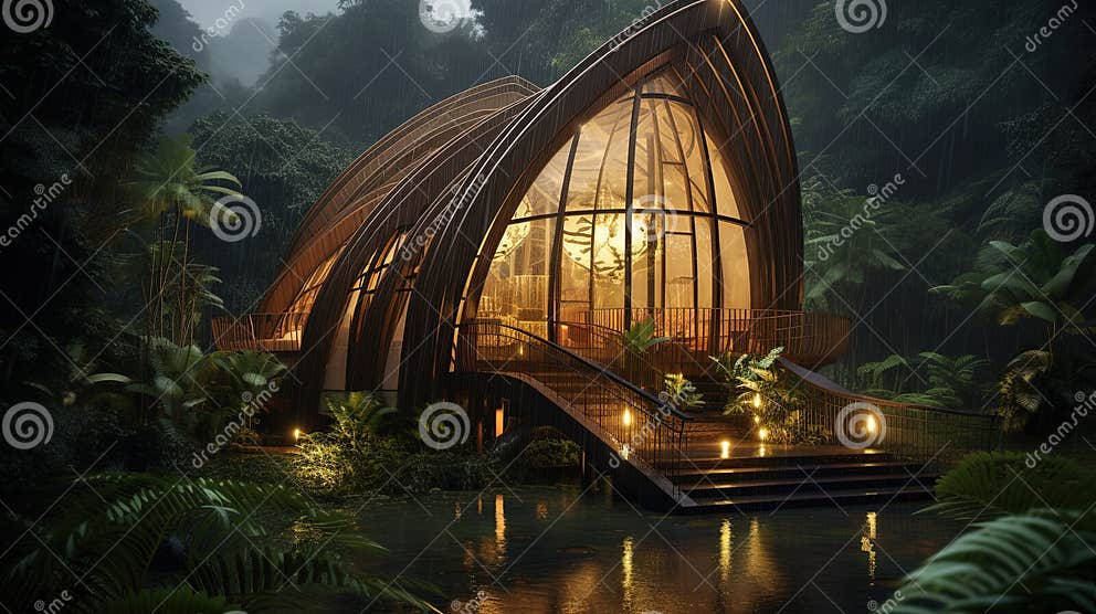 Ethereal Raindrop Haven stock illustration. Illustration of reflections ...