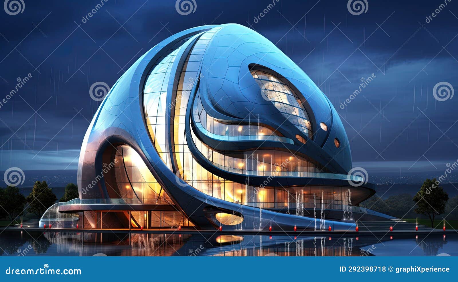 Ethereal Raindrop Haven stock illustration. Illustration of urban ...