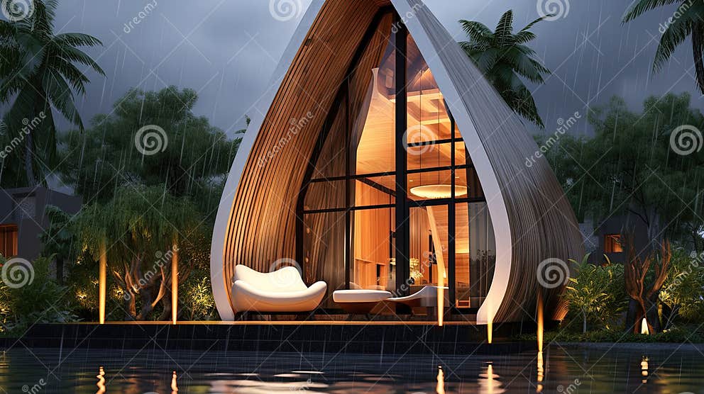 Ethereal Raindrop Haven stock illustration. Illustration of reflections ...