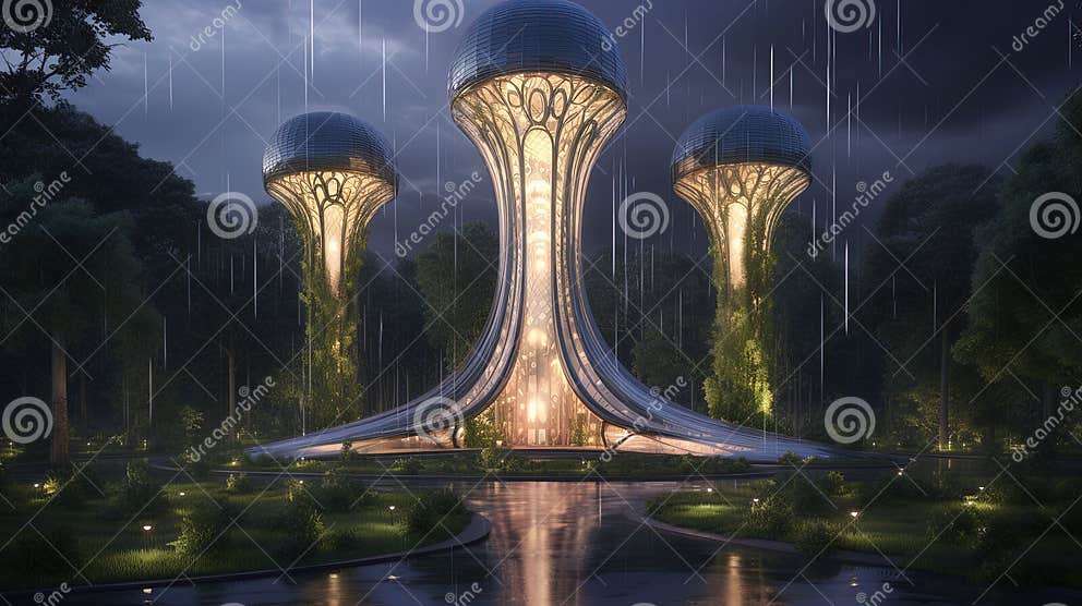 Ethereal Raindrop Haven stock illustration. Illustration of ...