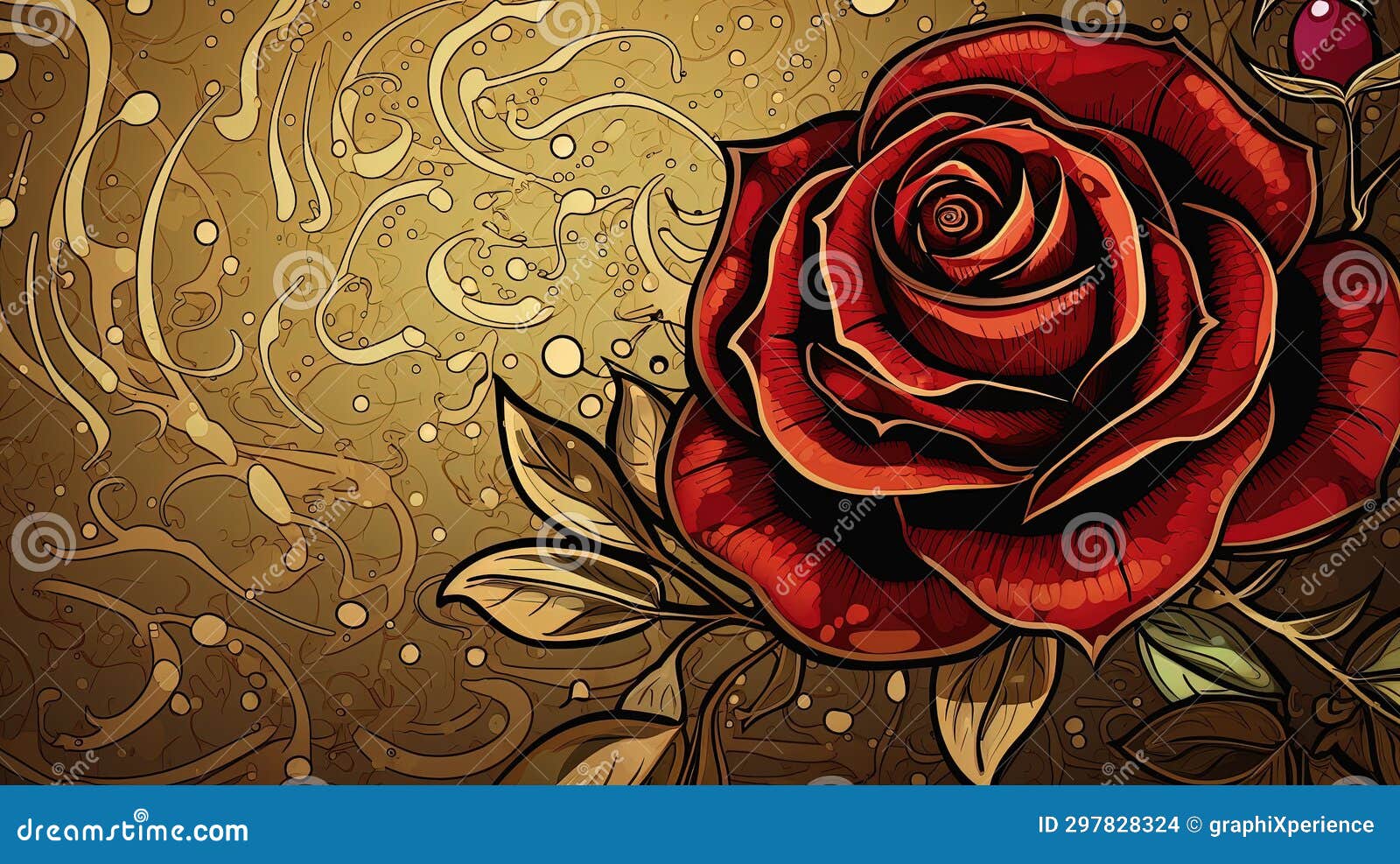 Sepia Ink Rose with Raindrops Stock Illustration - Illustration of ...