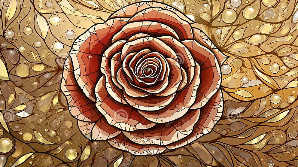 Sepia Ink Rose with Raindrops Stock Illustration - Illustration of ...
