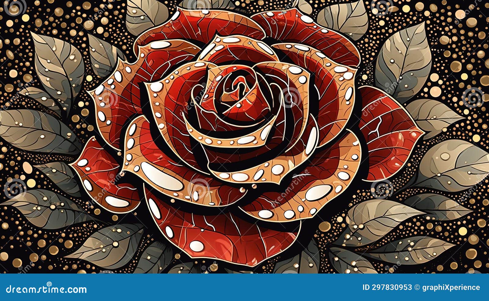 Sepia Ink Rose with Raindrops Stock Illustration - Illustration of ...