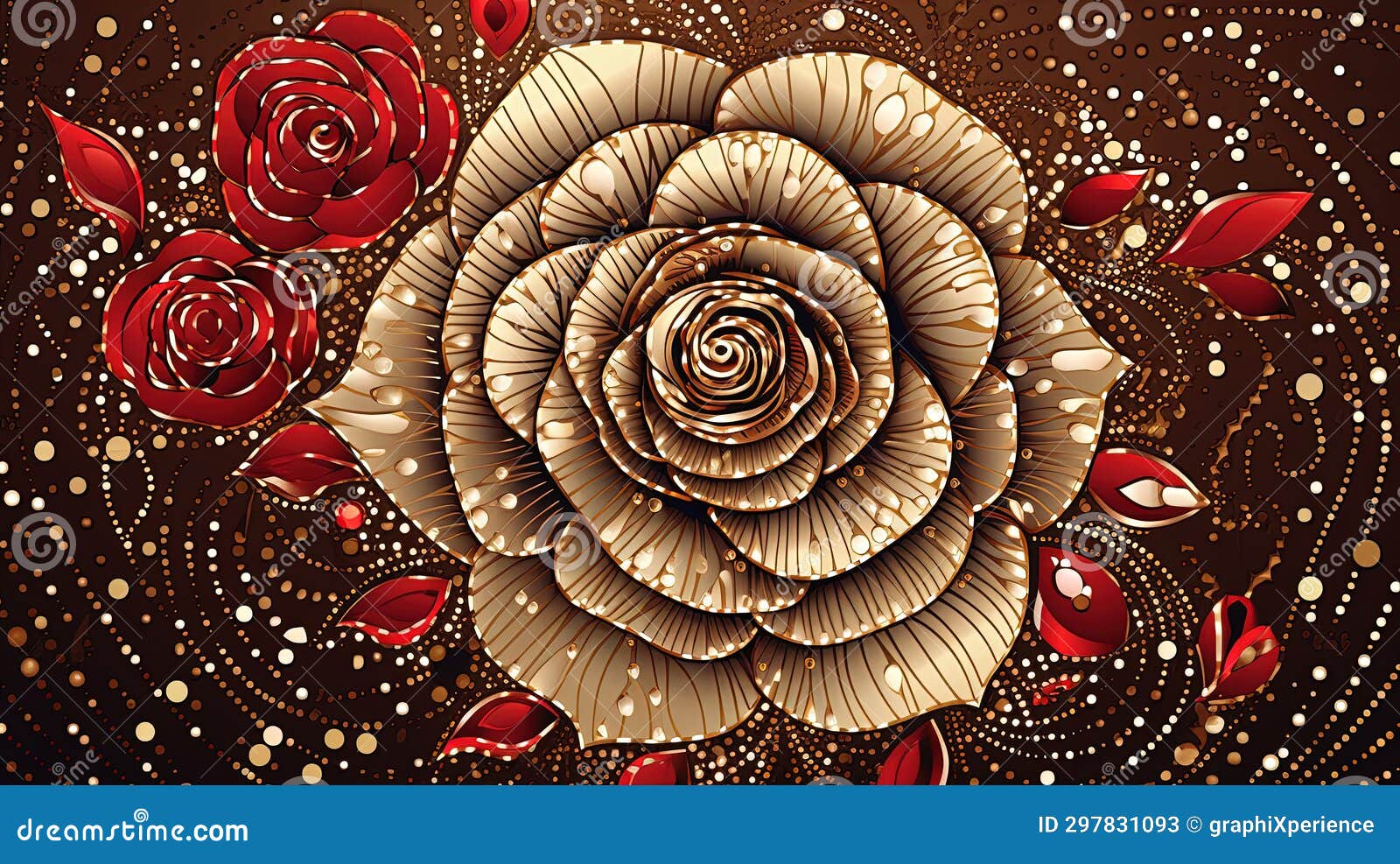 Sepia Ink Rose with Raindrops Stock Illustration - Illustration of ...