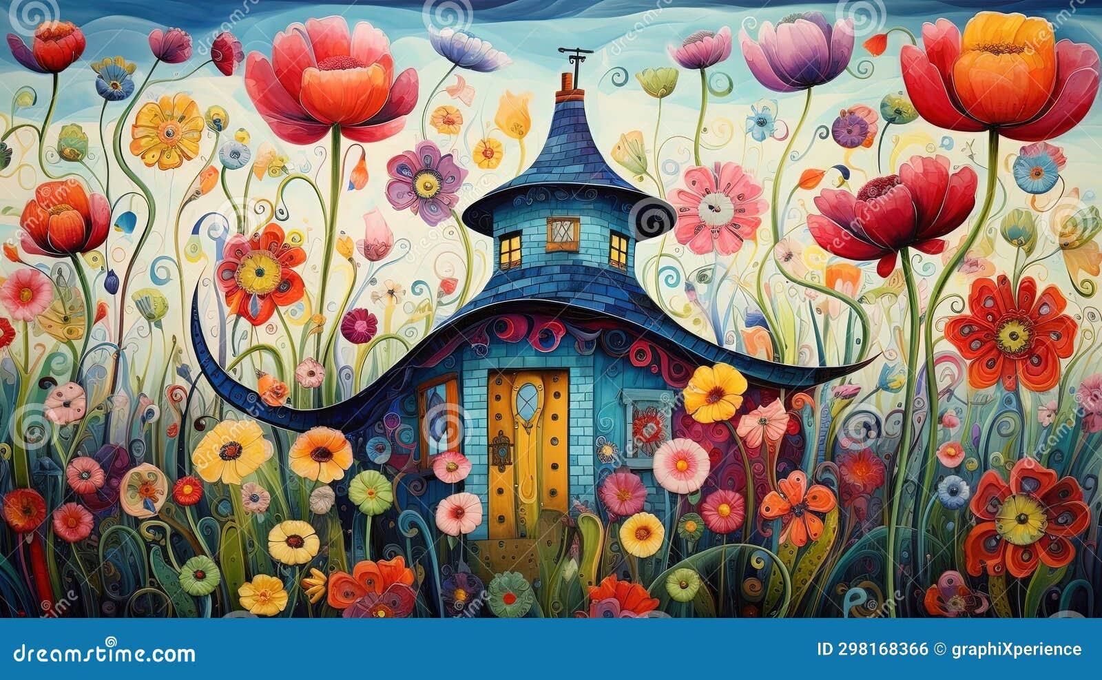 Enchanted Hat Cottage stock illustration. Illustration of fairytale ...