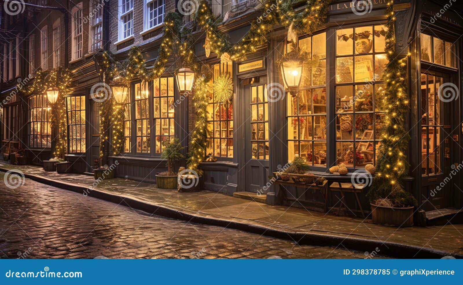Enchanting London Christmas at 1850 Stock Illustration - Illustration ...