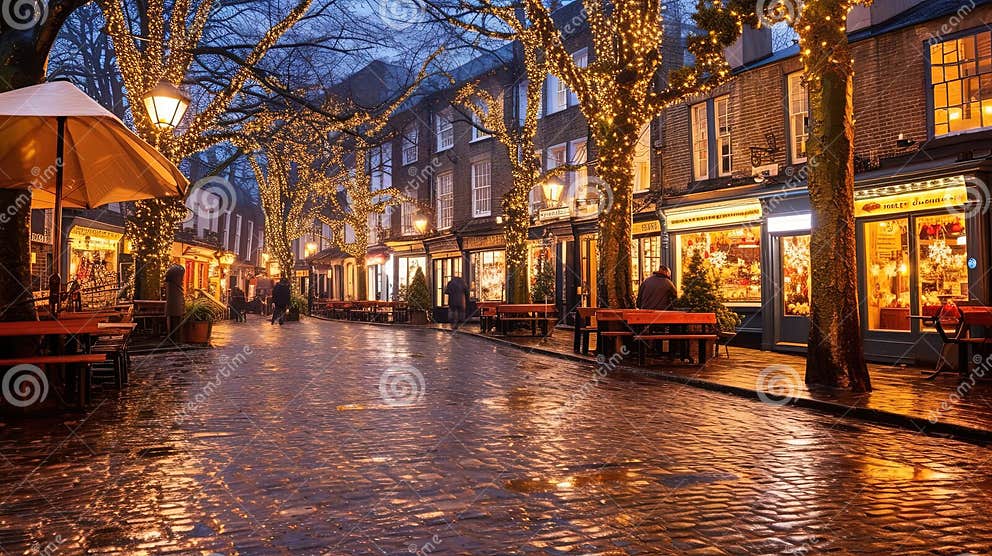 Enchanting London Christmas at 1850 Stock Illustration - Illustration ...