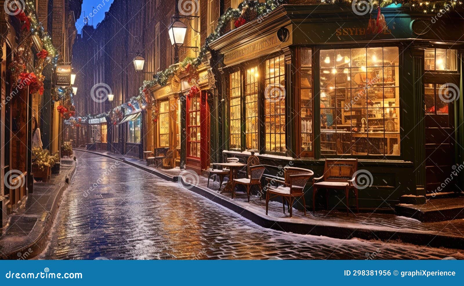 Enchanting London Christmas at 1850 Stock Illustration - Illustration ...