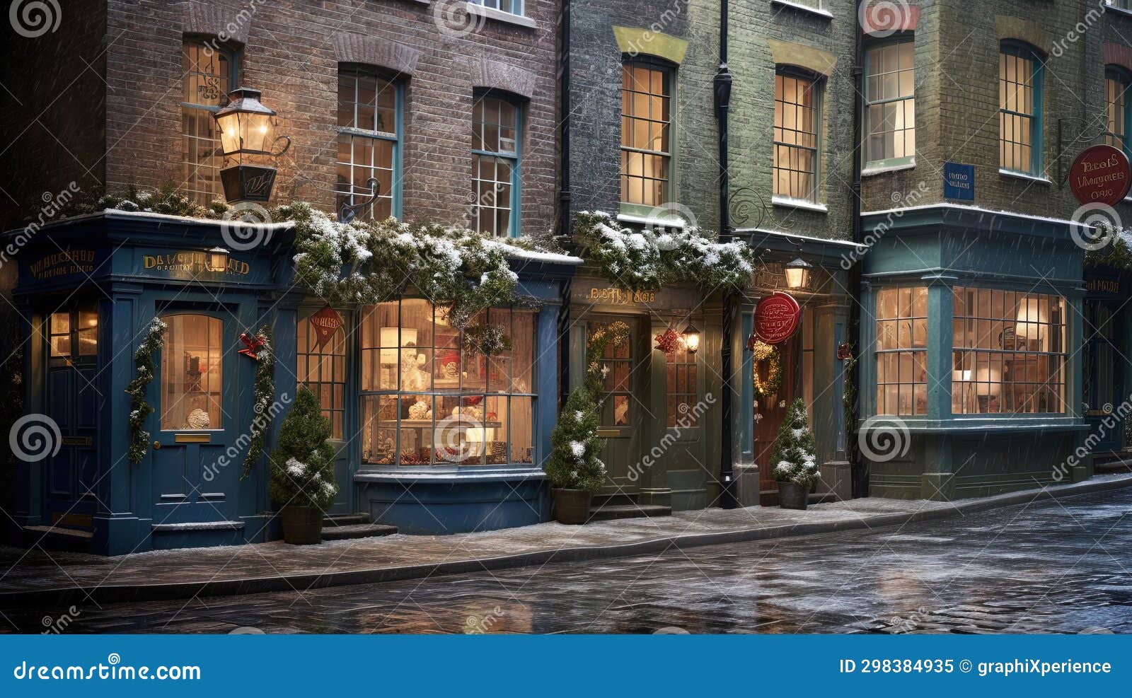 Enchanting London Christmas at 1850 Stock Illustration - Illustration ...