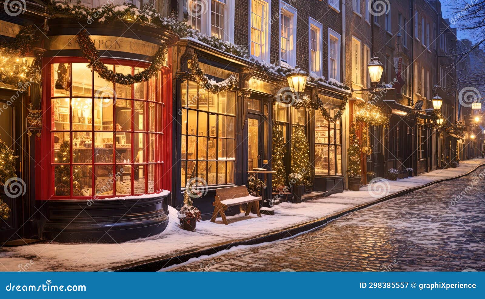 Enchanting London Christmas at 1850 Stock Illustration - Illustration ...