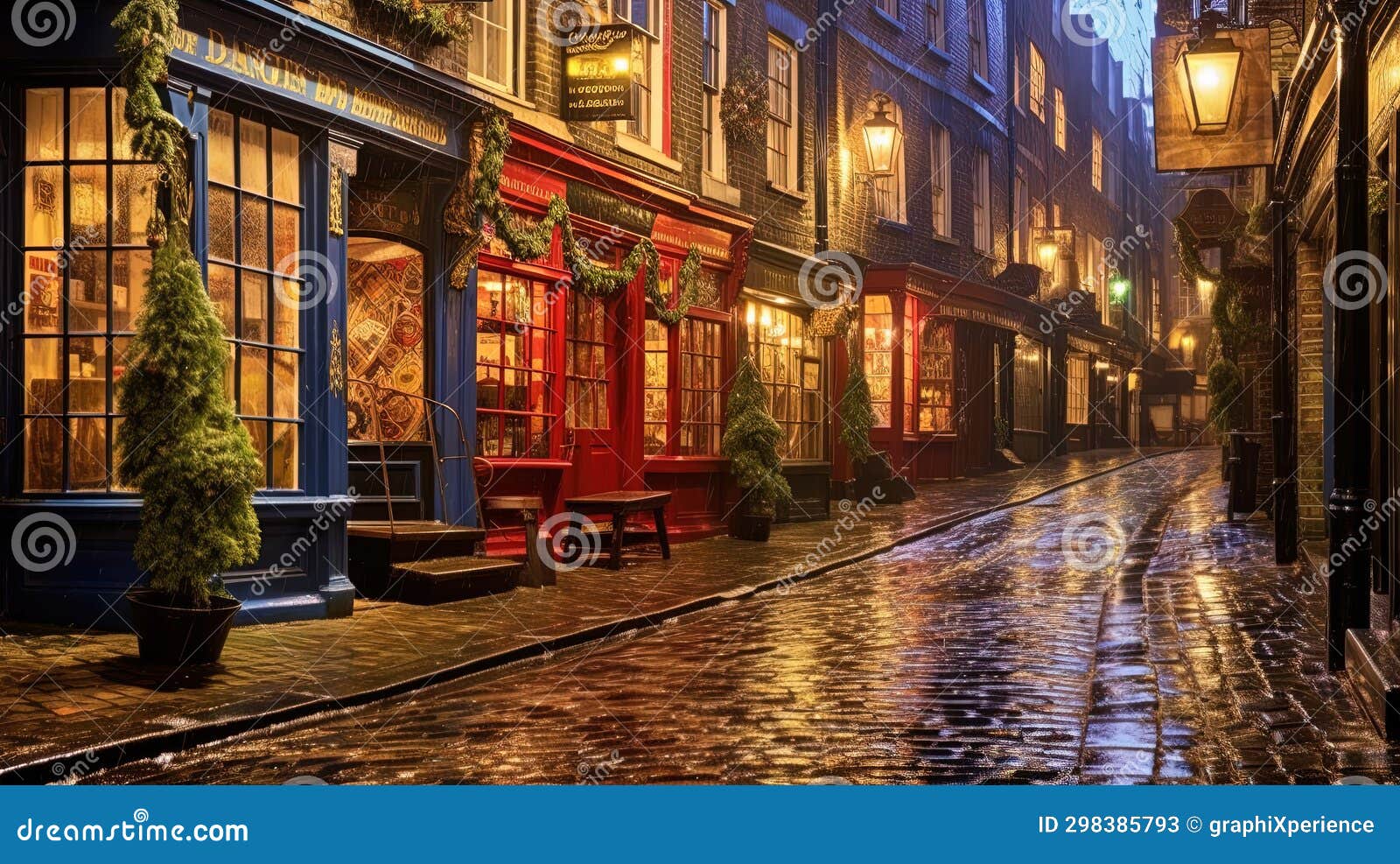 Enchanting London Christmas at 1850 Stock Illustration - Illustration ...