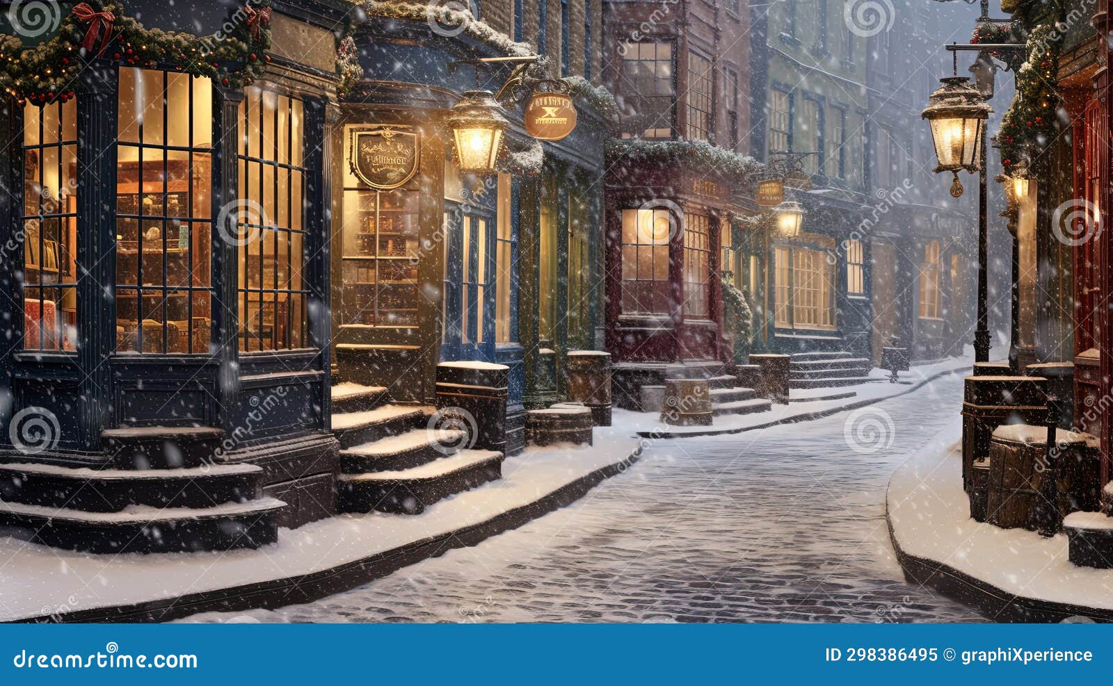 Enchanting London Christmas at 1850 Stock Illustration - Illustration ...