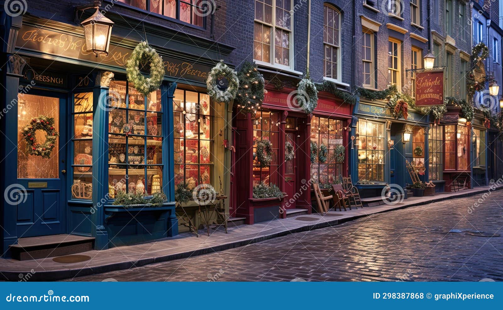 Enchanting London Christmas at 1850 Stock Illustration - Illustration ...