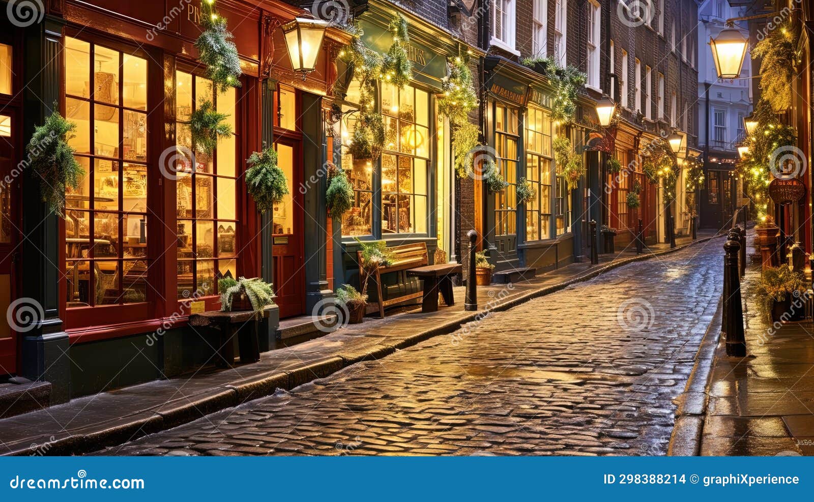 Enchanting London Christmas at 1850 Stock Illustration - Illustration ...
