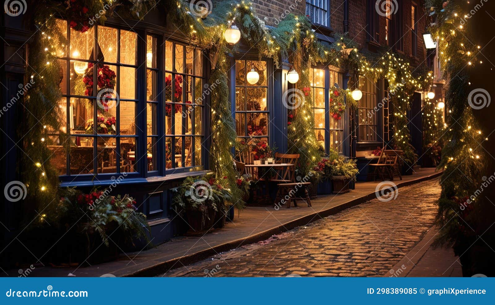 Enchanting London Christmas at 1850 Stock Illustration - Illustration ...