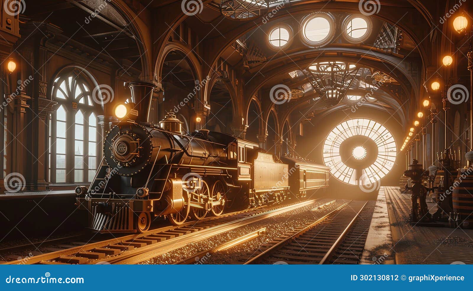 Whimsical TimeTraveling Trains Stock Illustration - Illustration of ...