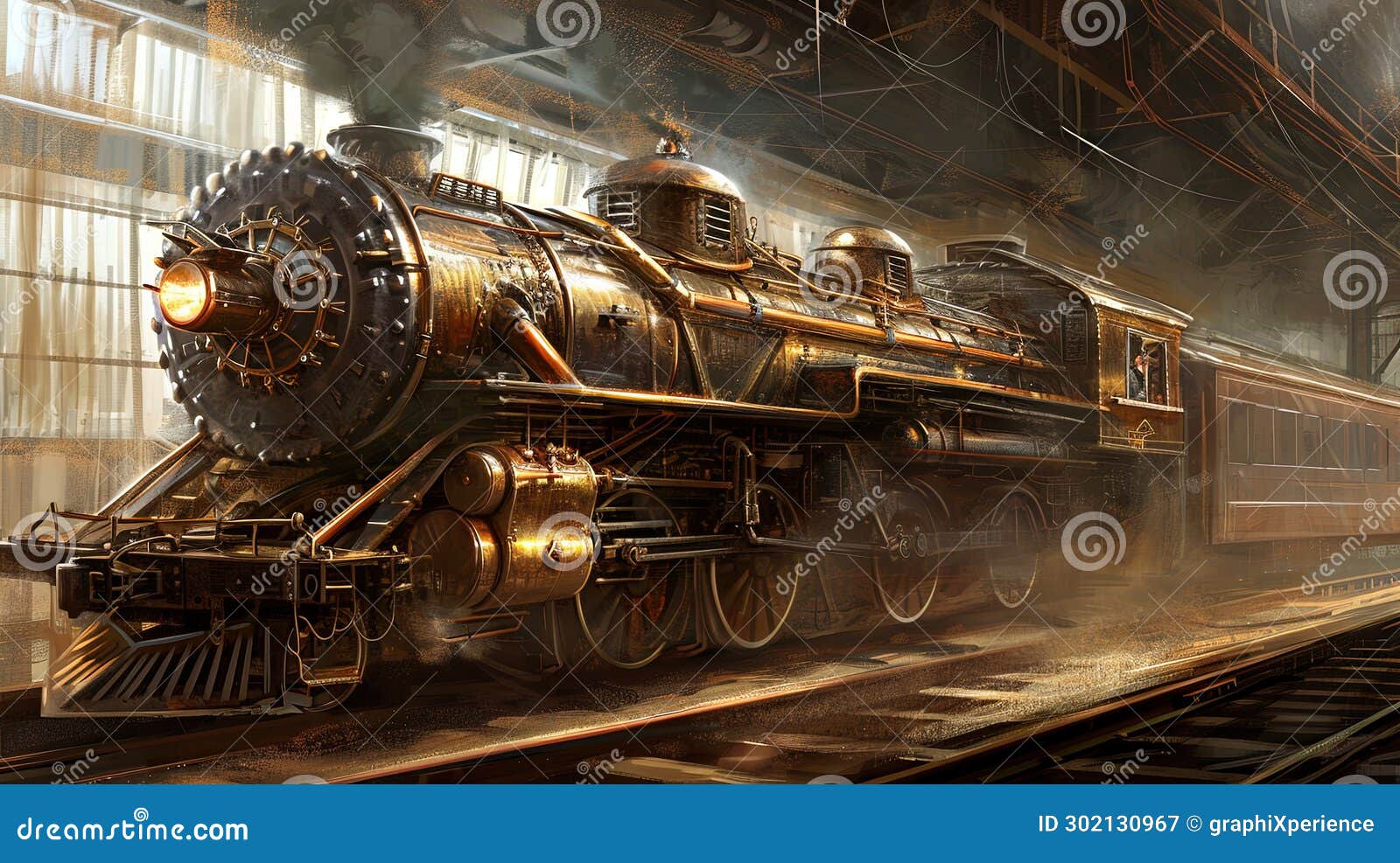 Whimsical TimeTraveling Trains Stock Illustration - Illustration of ...