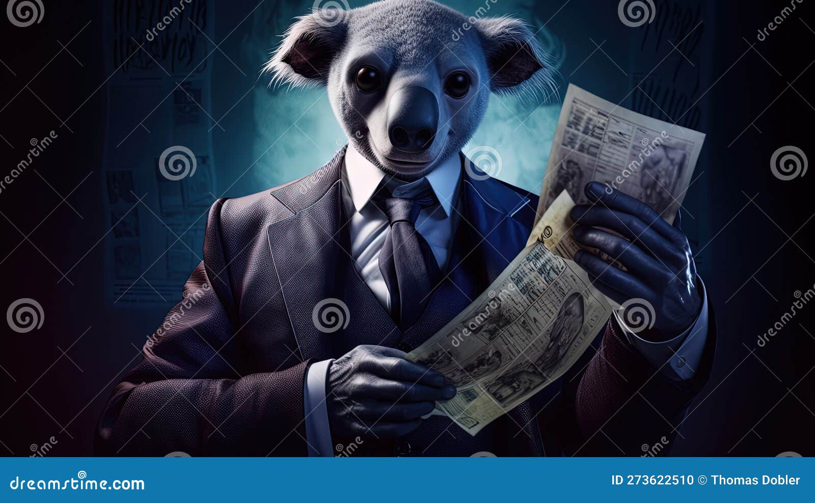 Koala As Investment Broker Artwork Stock Illustration - Illustration of ...