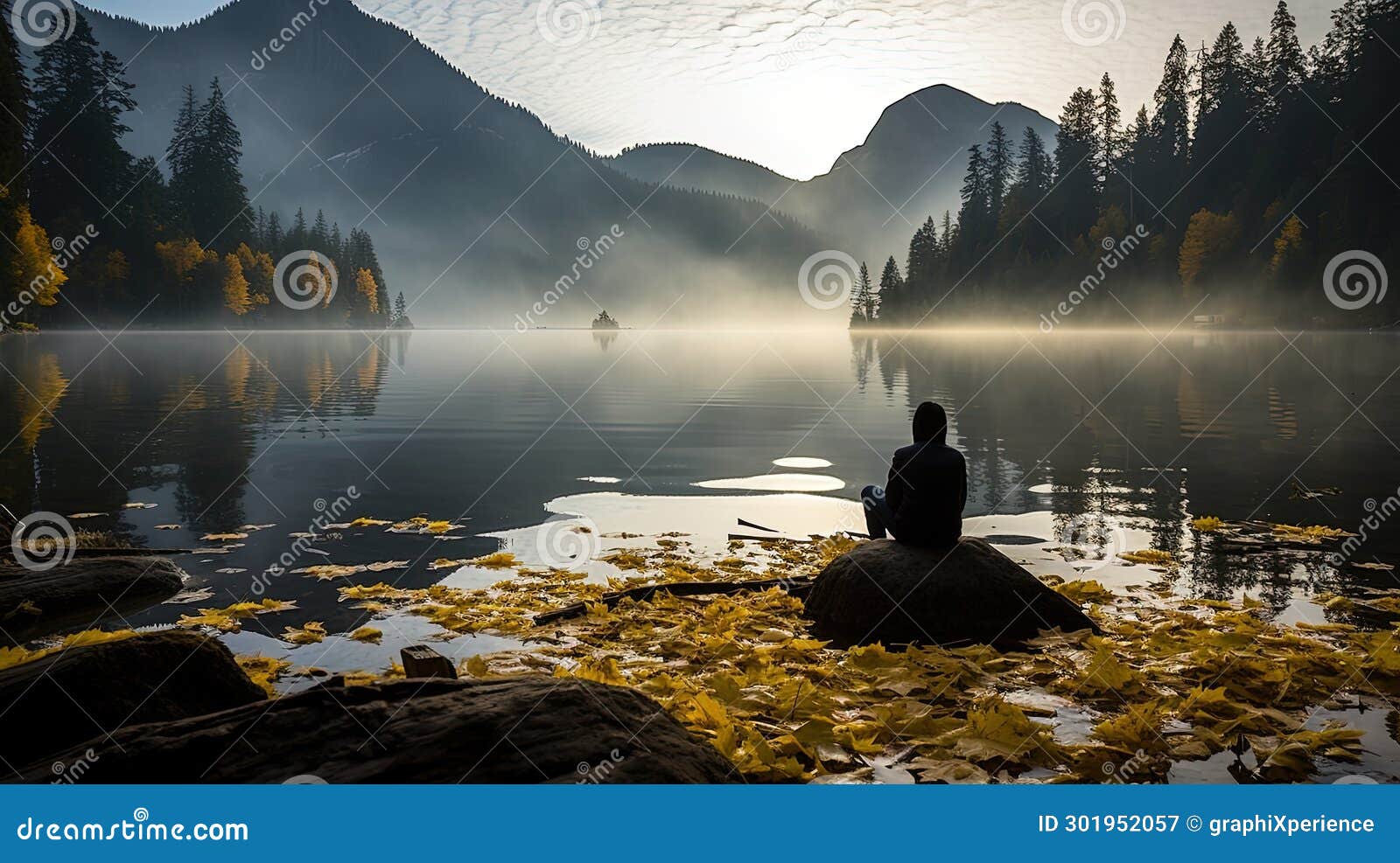 Calm Wilderness Meditation Scene Stock Illustration - Illustration of ...