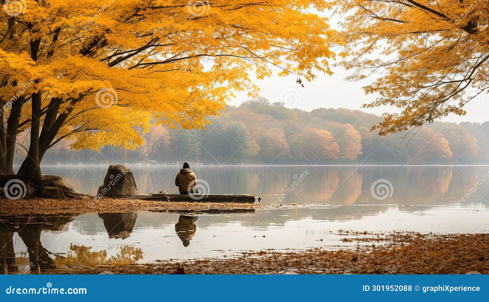 Calm Wilderness Meditation Scene Stock Illustration - Illustration of ...