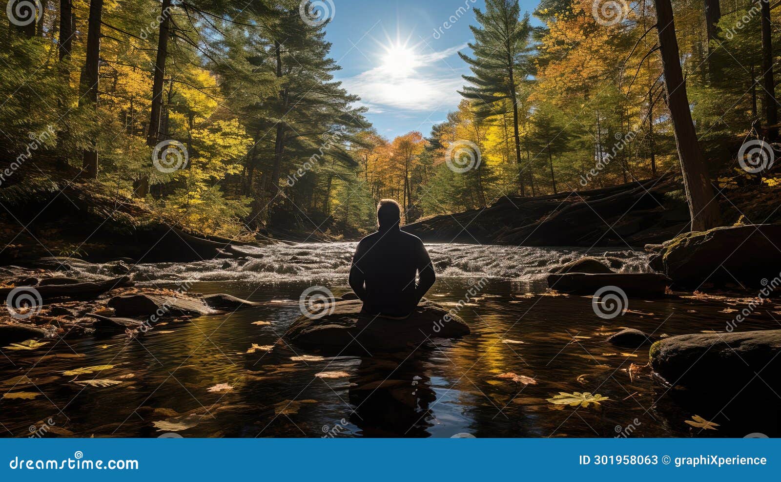 Calm Wilderness Meditation Scene Stock Illustration - Illustration of ...