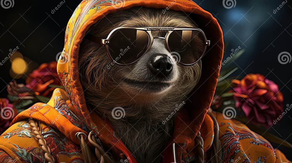 Sloth Hop stock illustration. Illustration of cool, digital - 289060384