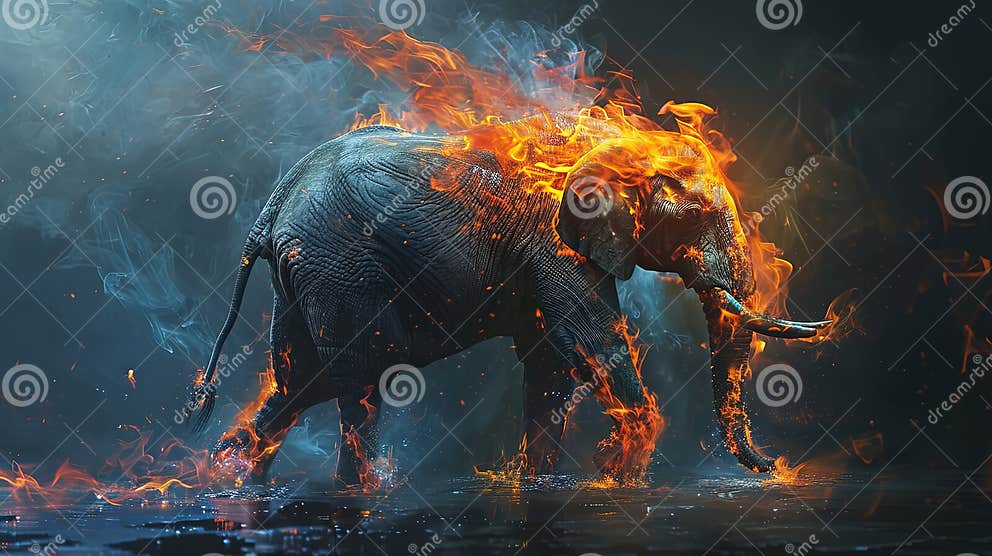 Flaming Elephant stock illustration. Illustration of vector - 302707507