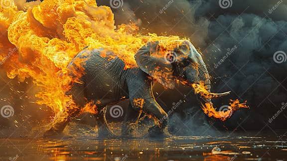 Flaming Elephant stock illustration. Illustration of animals - 302707941