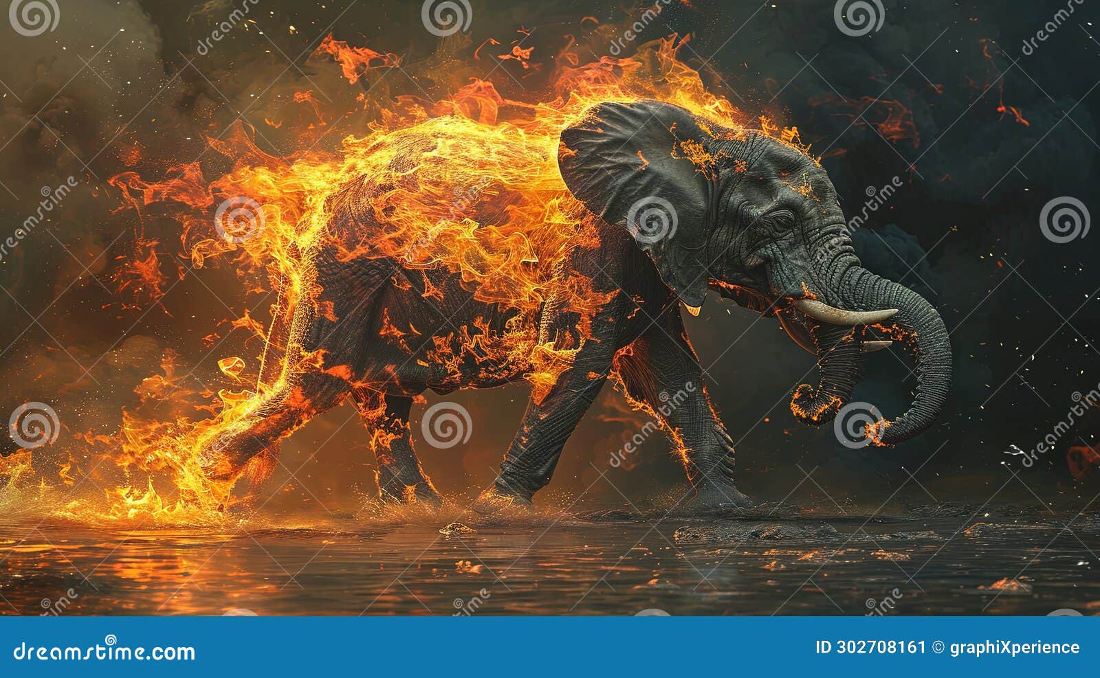 Flaming Elephant stock illustration. Illustration of icon - 302708161