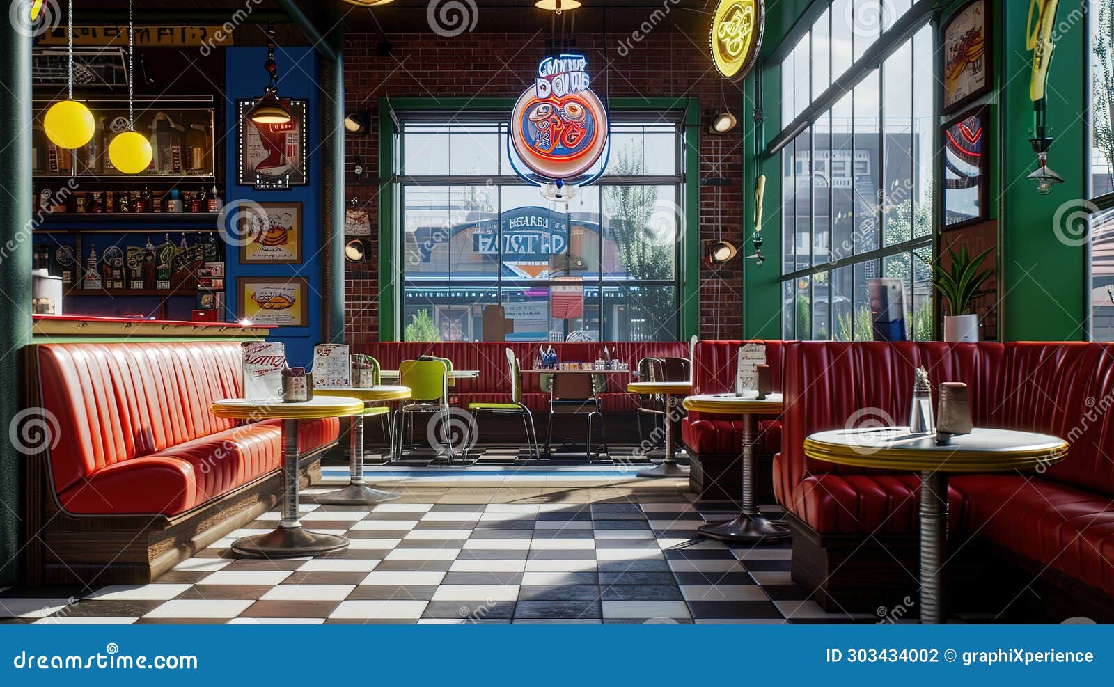 Retro Diner Vibes stock illustration. Illustration of house - 303434002