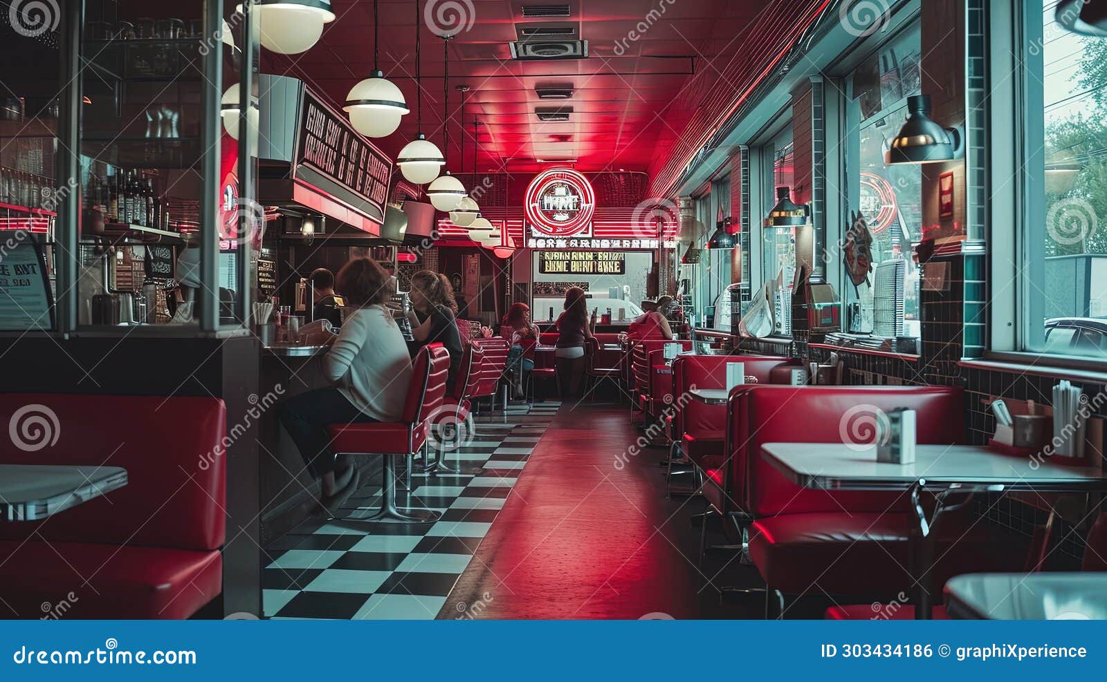 Retro Diner Vibes stock illustration. Illustration of luxury - 303434186