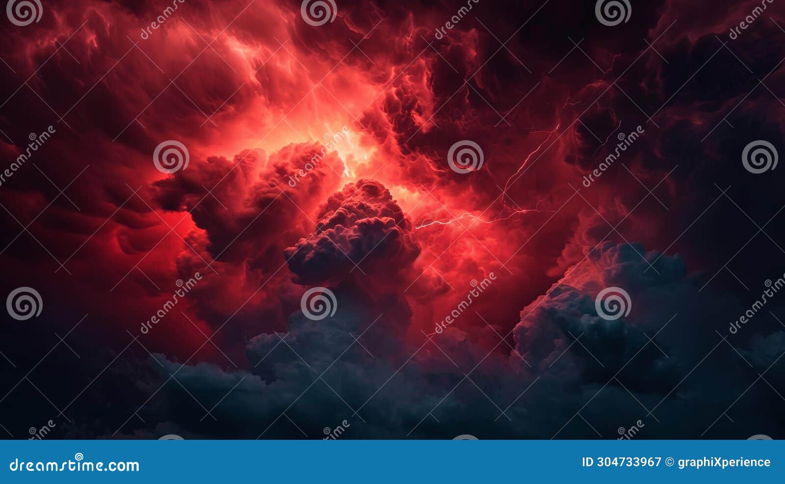 Eerie Red Sprites Above Dark Storm Clouds Stock Illustration ...