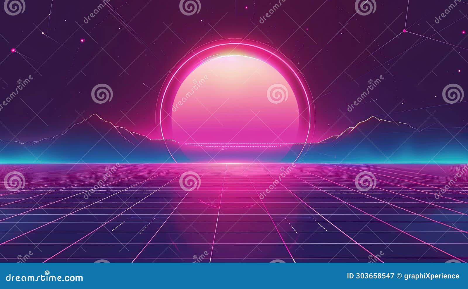 80s Synthwave Neon Grids stock illustration. Illustration of water ...